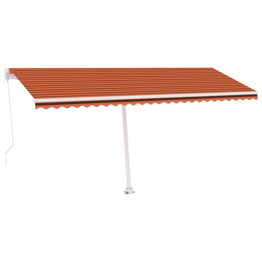 Toldo retráctil manual con luz LED naranja y marrón 500x300 cm | Leroy Merlin