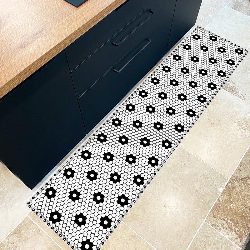 Tapis Vinyle Chic Noir et Blanc - 99deco - L 120 x l 50 cm Ep. 2 mm ...
