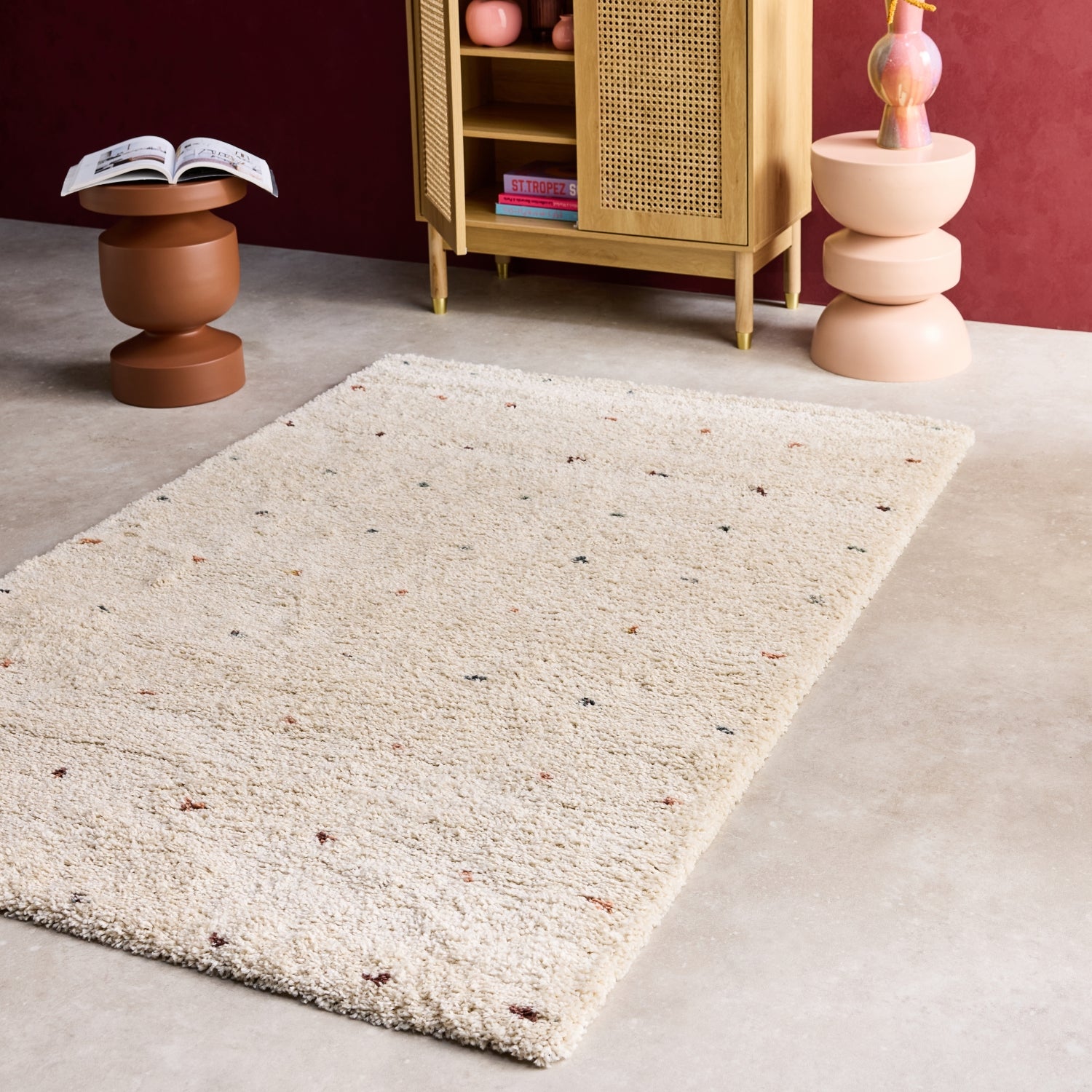 Tapis enfant à petits pois 120x170cm tapis intérieur crème et ...