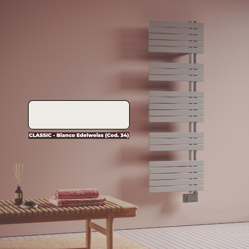 Sèche-serviettes électrique 500W blanc edelweiss, collecteurs a droite ...