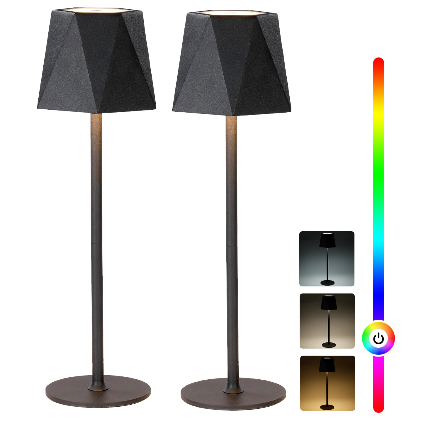 Lot de 2 lampes de table sans fil, lampe de bureau rechargeable, 3 températures de couleur ...