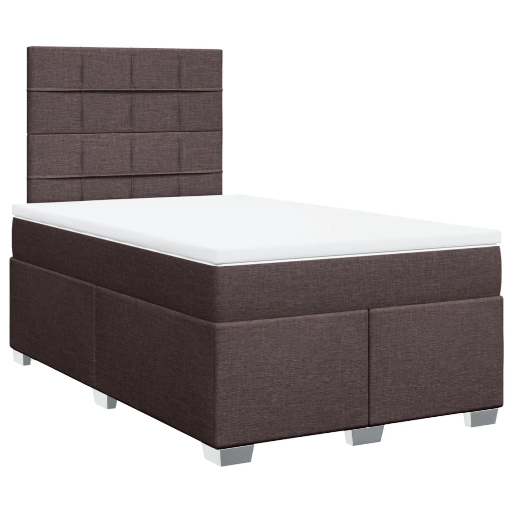Cama box spring con colchón tela marrón oscuro 120x200 cm | Leroy Merlin