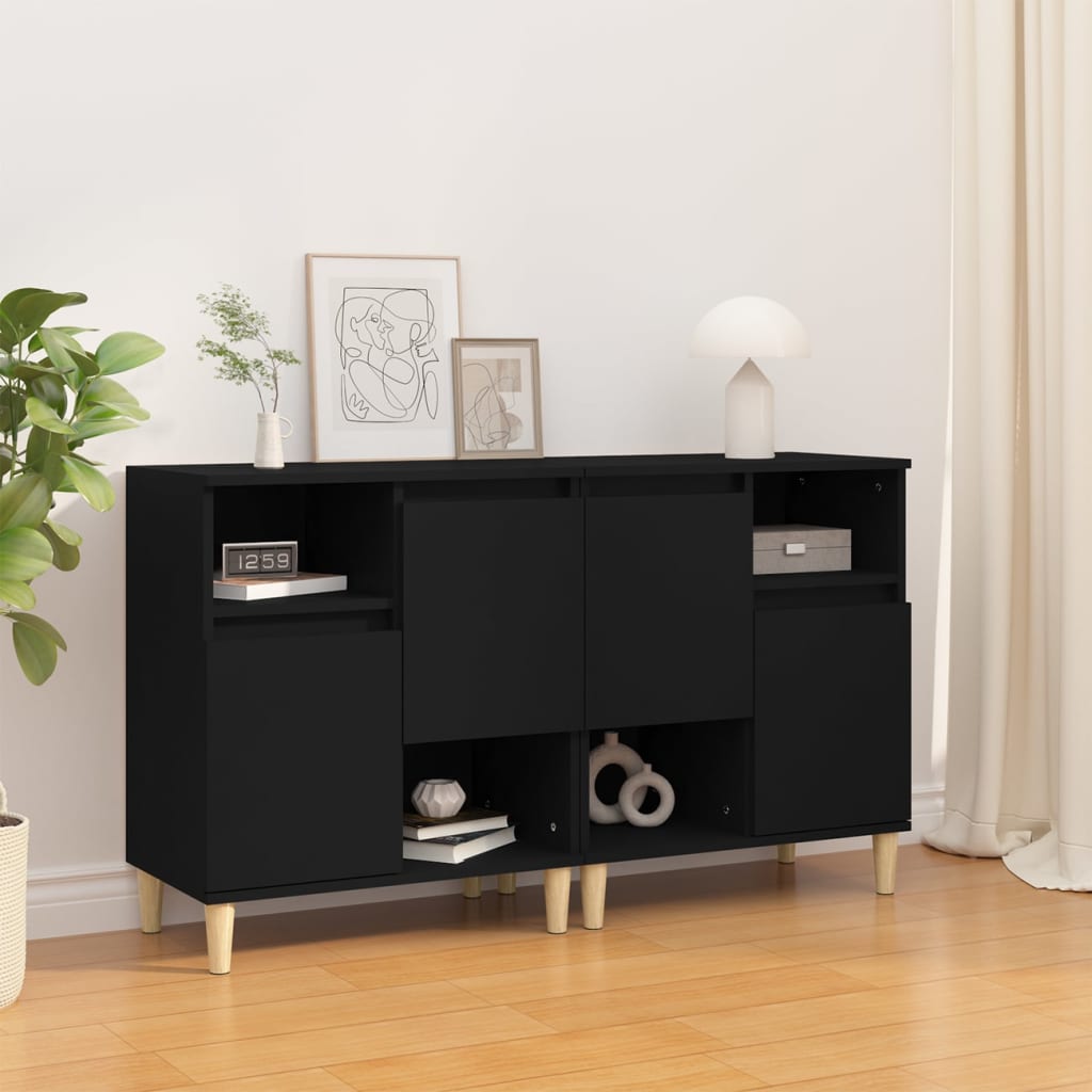 Buffets 2 pcs noir 60x35x70 cm bois d'ingénierie | Leroy Merlin
