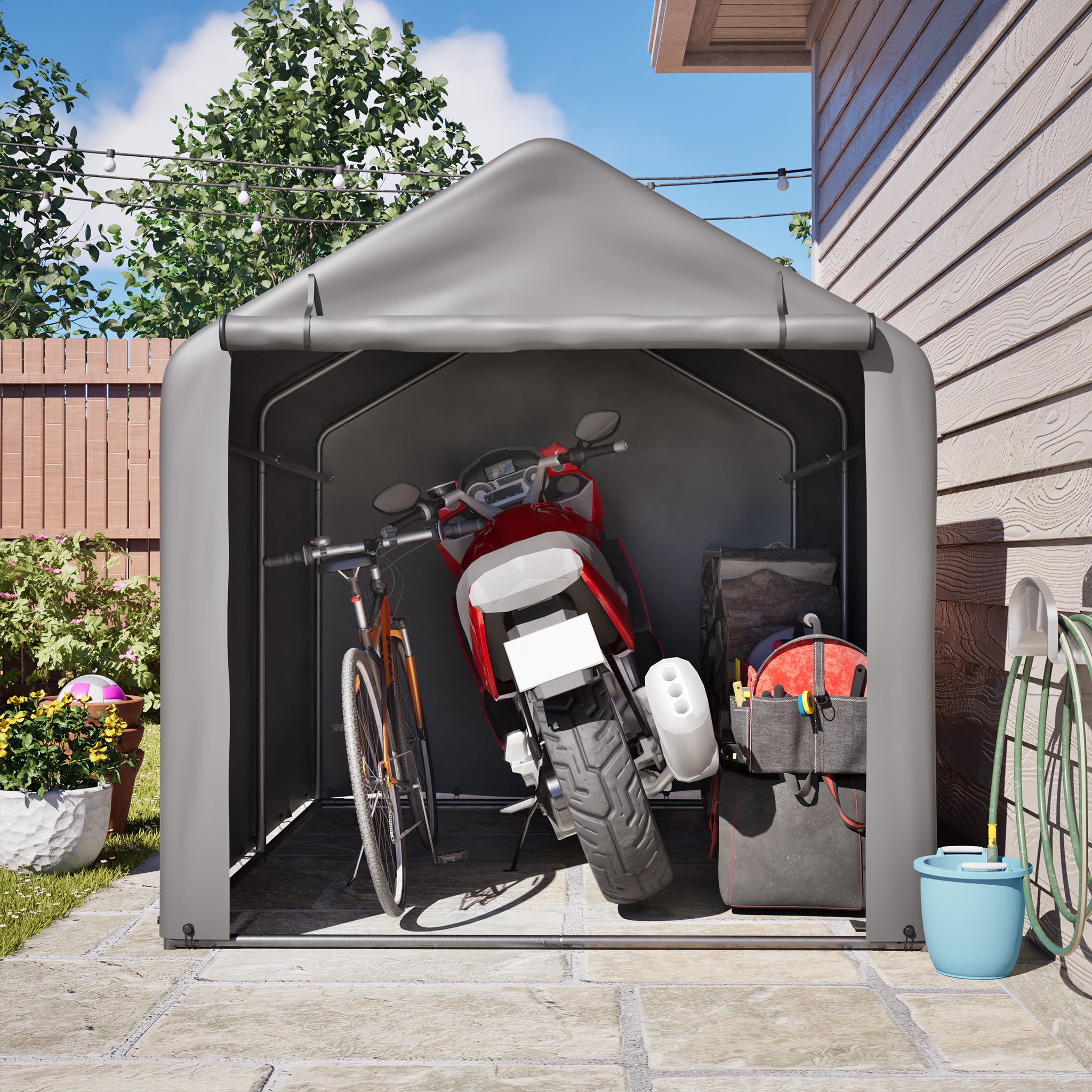 Abri de garage étanche avec porte, résistant aux UV, 220 x 157 x 165 cm ...