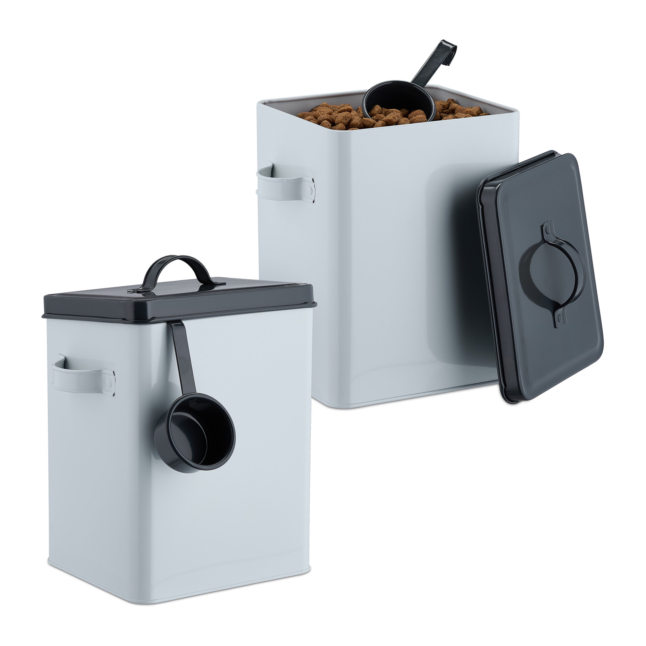 Relaxdays Scatola per Crocchette Cane, Set 2 Contenitori Cibo Gatti, 5 ...