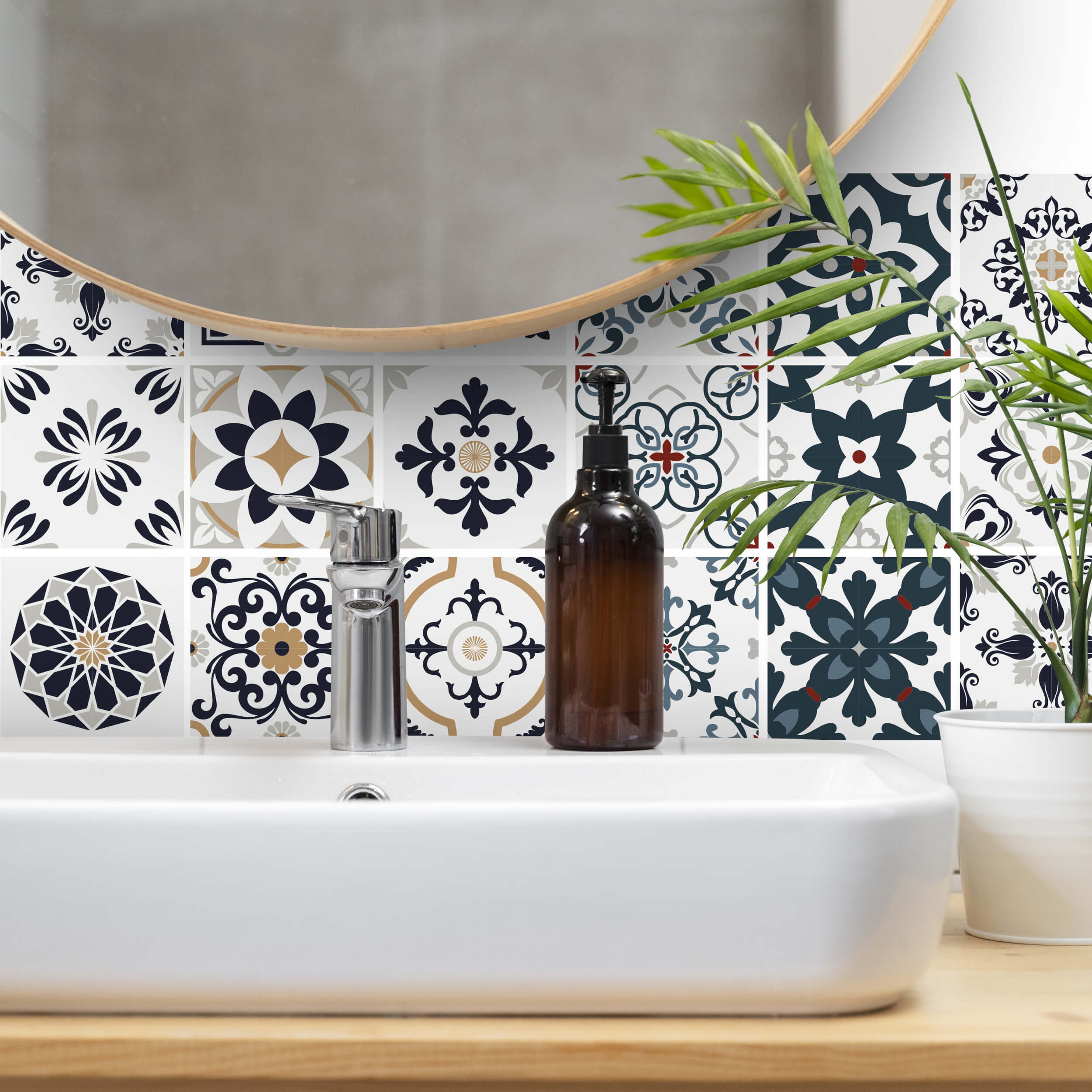 Stickers carrelage carreaux de ciment 10x10cm - Kit de 24 | Leroy Merlin