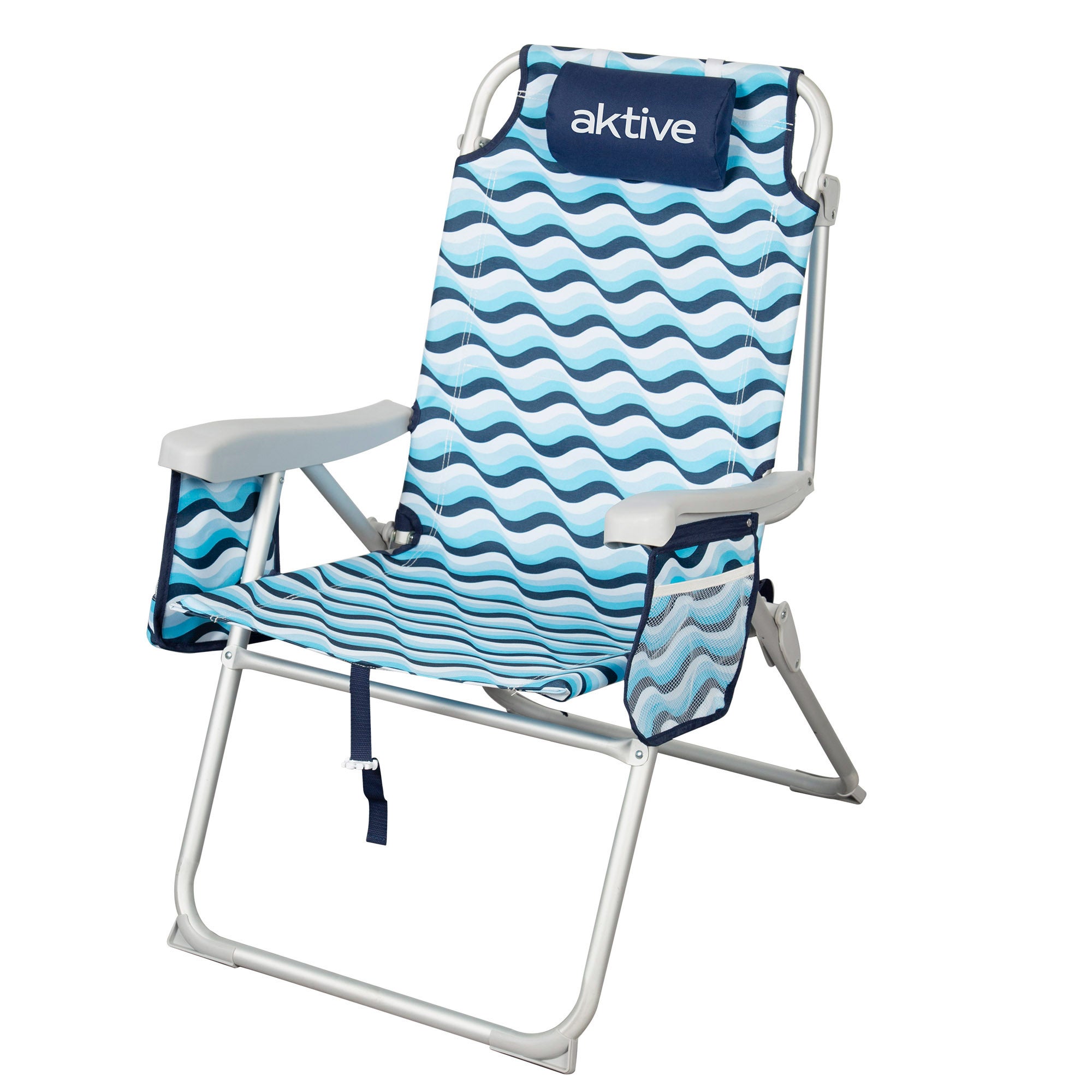 Aktive Silla de playa XL plegable de aluminio 5 posiciones con asas ...