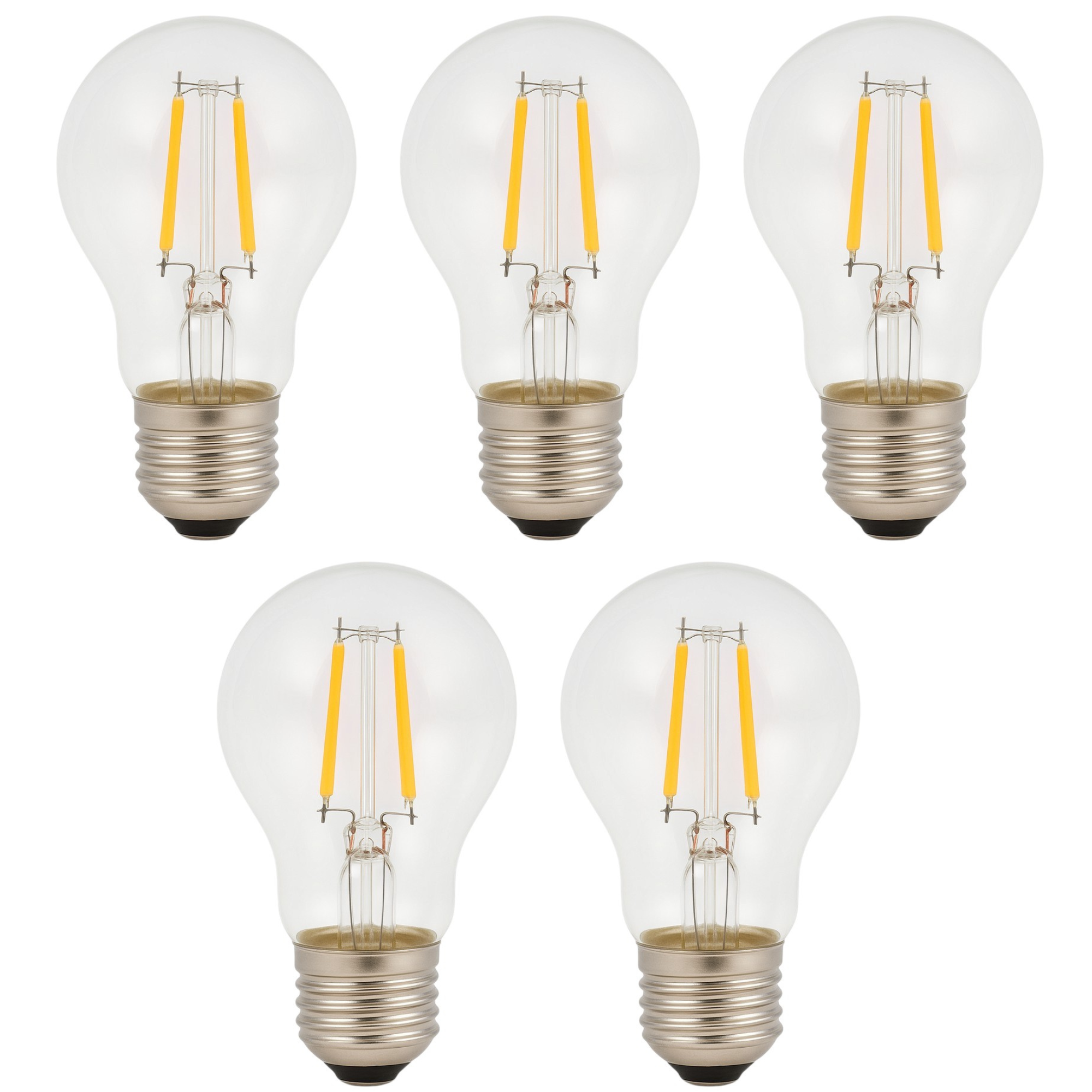 Pack x5 Bombilla Led A60 E27 con Filamento de 4W 550Lm, Transparente y Vintage. Luz Cálida 2700K ...