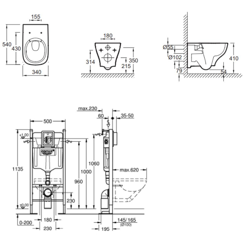 Inodoro suspendido sin borde Jacob Delafon Struktura + asiento ...