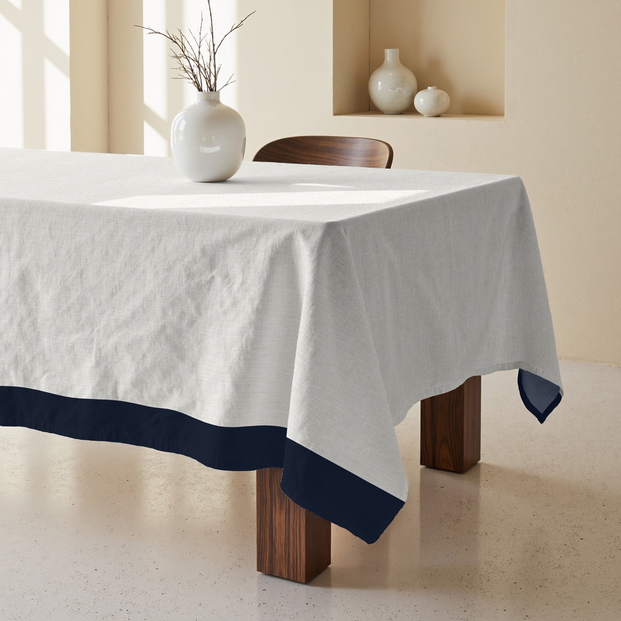 Mantel antimanchas 100% algodón Giada Azul 300x155 cm | Leroy Merlin