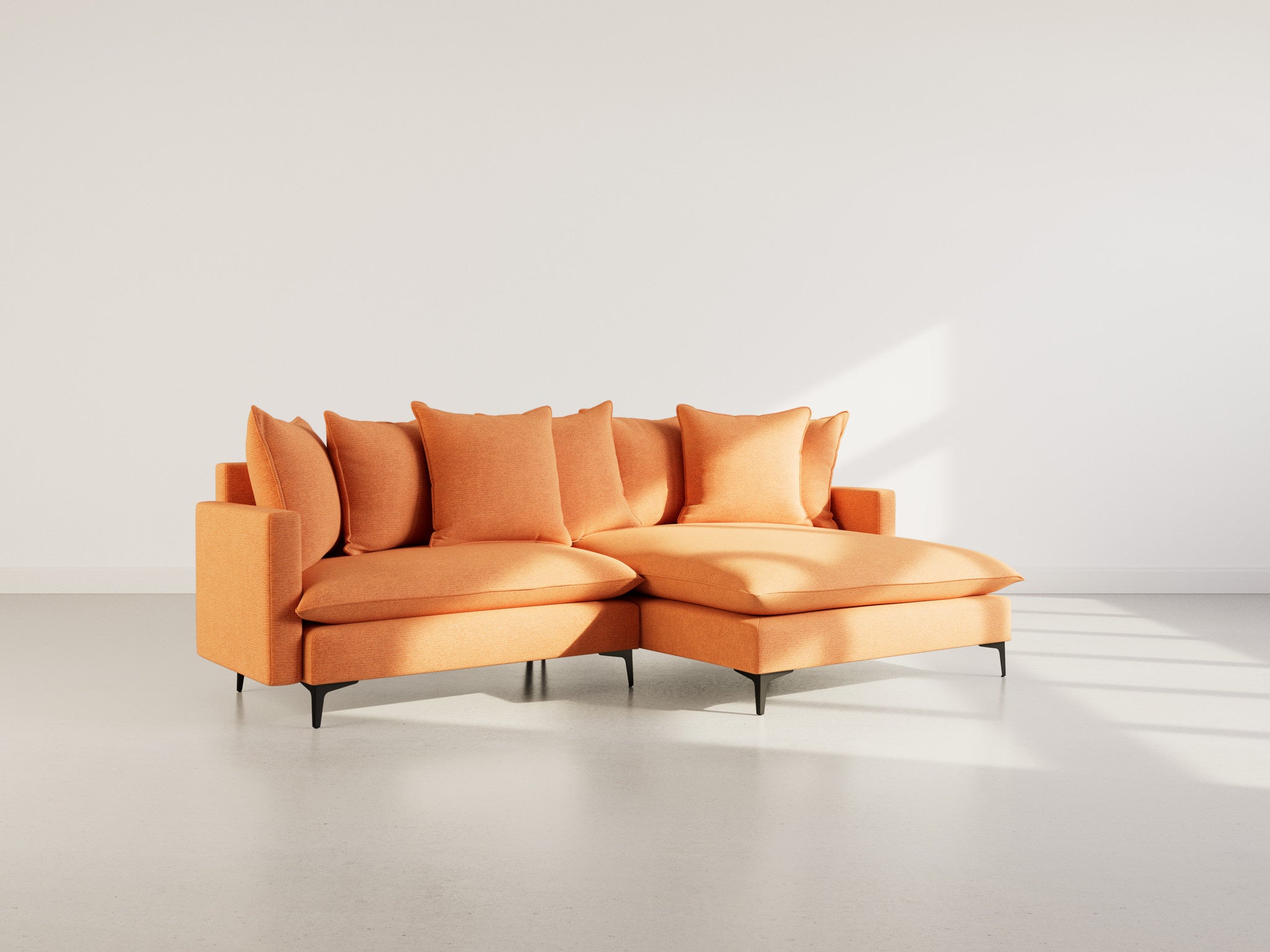 Canapé d'angle réversible 4 places en tissu texturé terracotta ...