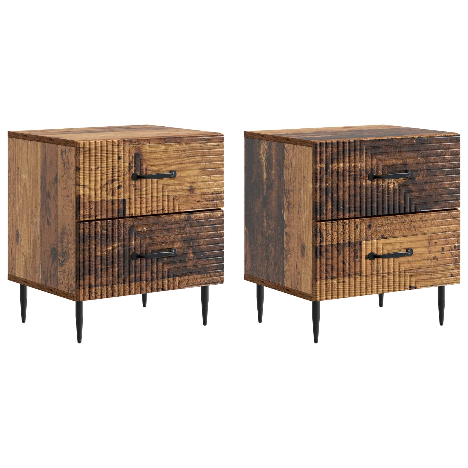 Armario de Noche 2 pcs Madera envejecida 43 x 34,5 x 47,5 cm | Leroy Merlin