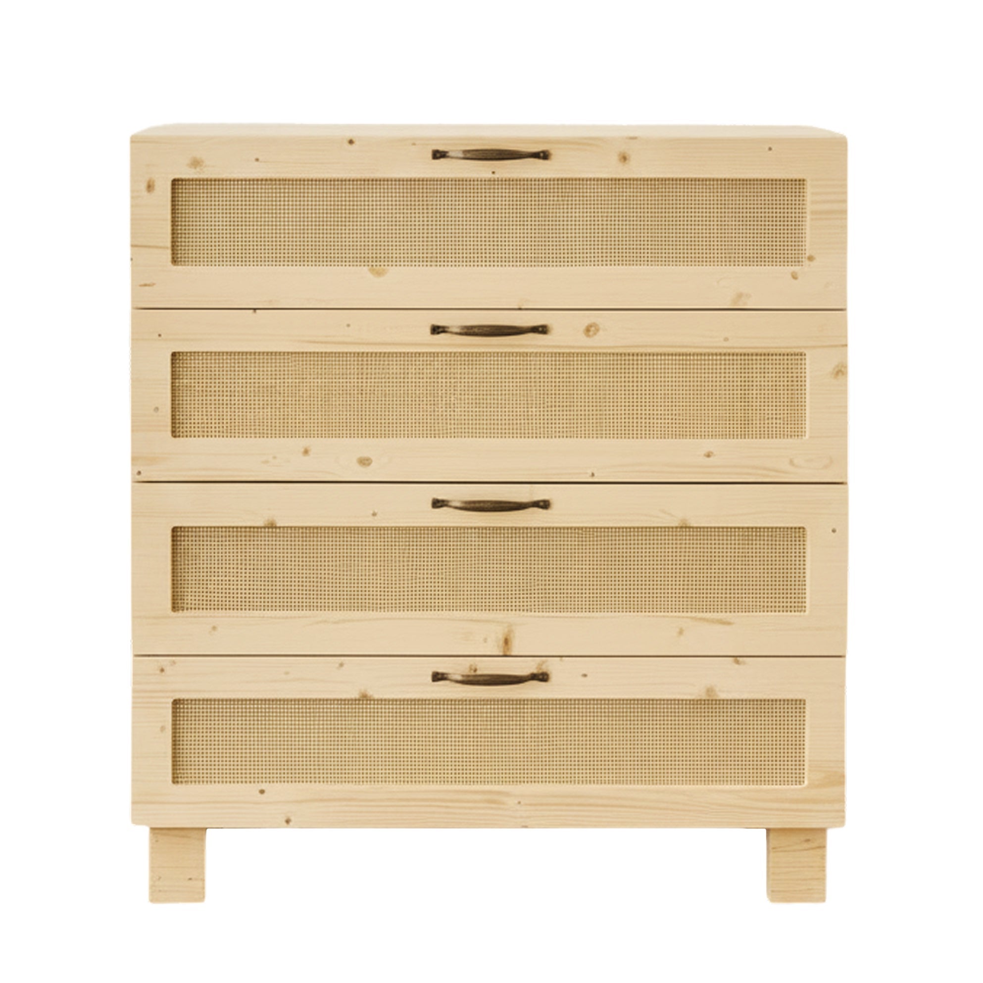 HANNUN Tayen Cómoda de abeto macizo y fibras naturales beige con 4 ...