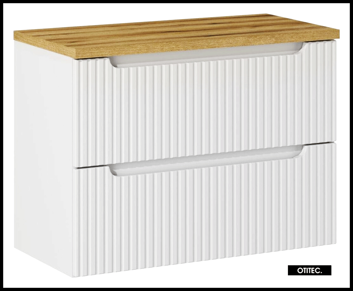Mueble bajo lavabo de 80 cm - Con Plan - Roble/Blanco - 2 cajones ...