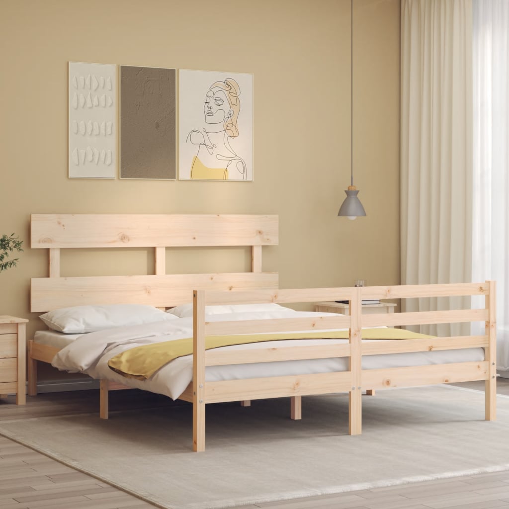 Estructura de cama con cabecero 160x200 cm de madera maciza | Leroy Merlin