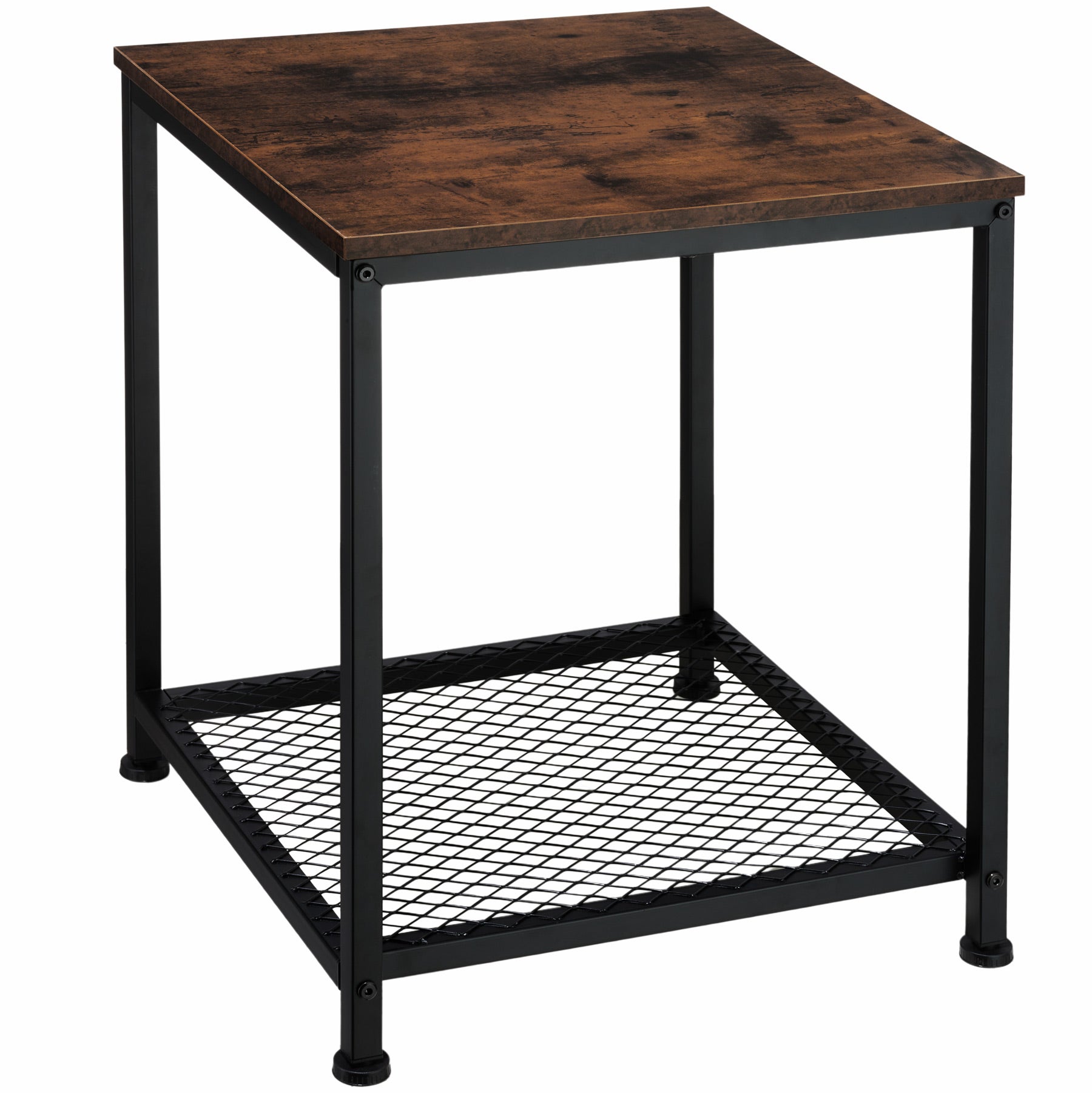 Tectake Table d’appoint DERBY 45,5x45,5x55,5cm - Bois foncé industriel ...
