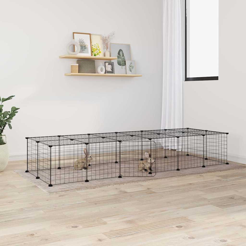 Cage animaux de compagnie à 28 panneaux et porte Noir 35x35 cm | Leroy ...