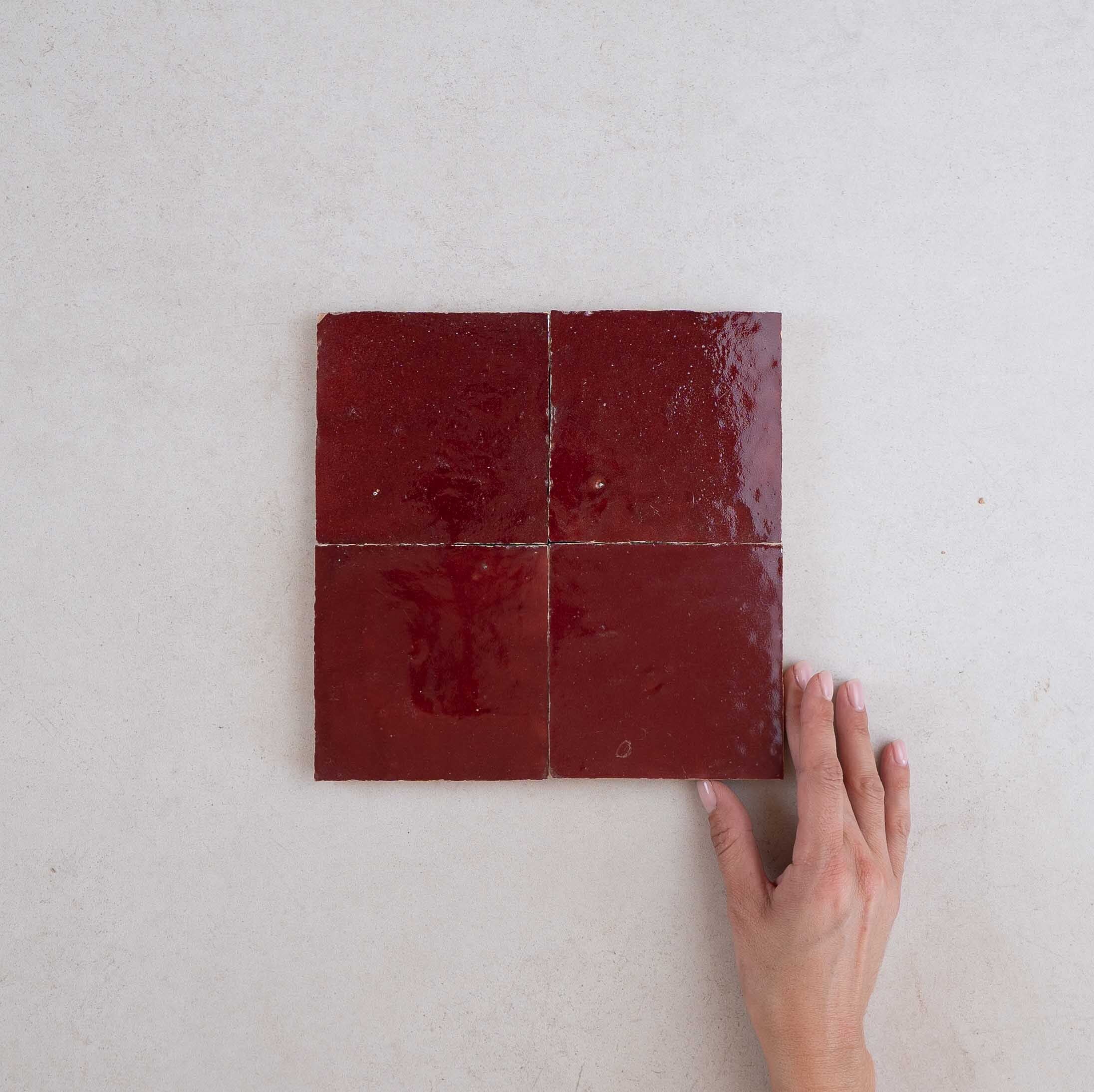 Carrelage Véritable Zellige Marocain Bordeaux #10 10x10cm (1m²) - Les ...