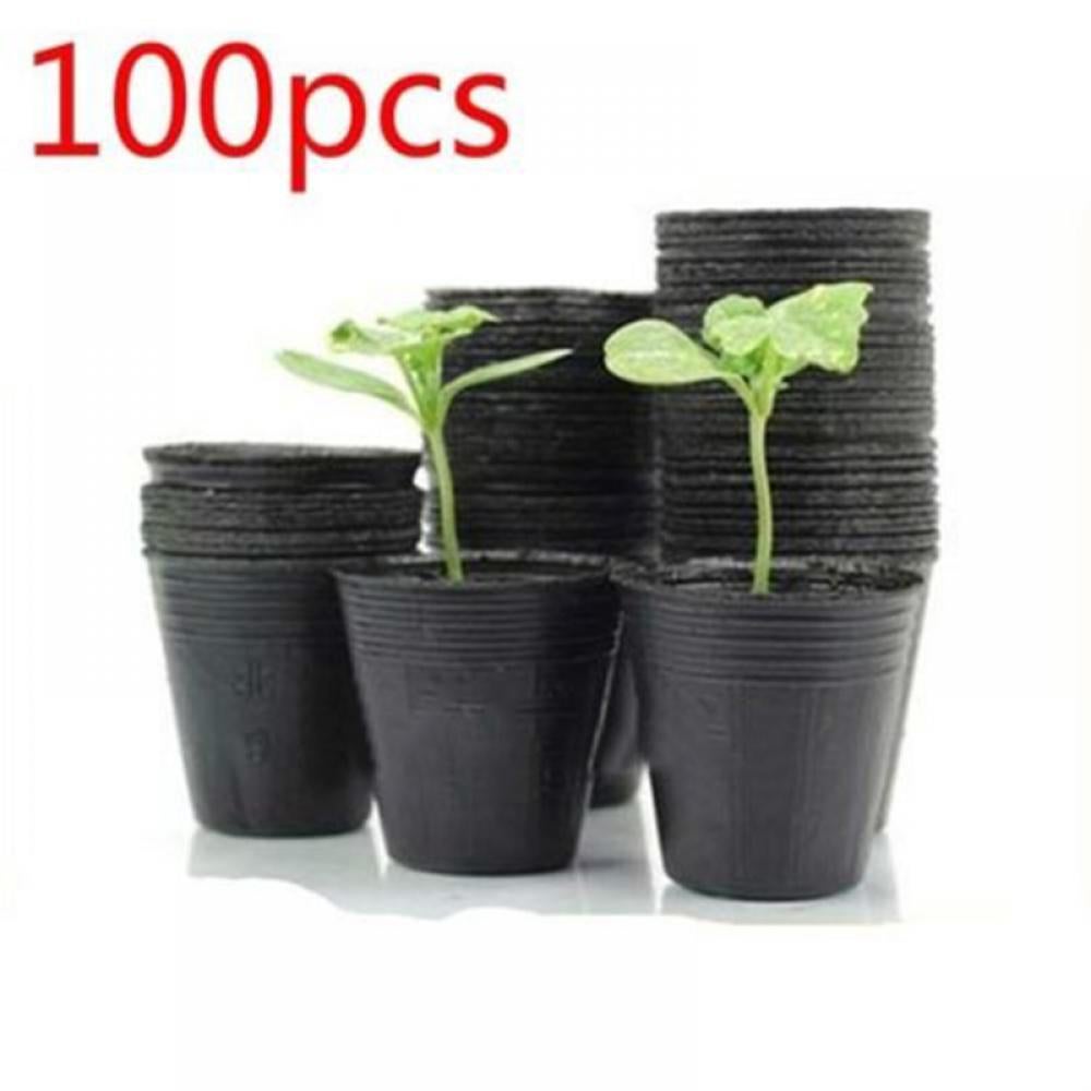 Lot de 100 pots de culture en plastique noir pour plantes et semis ...