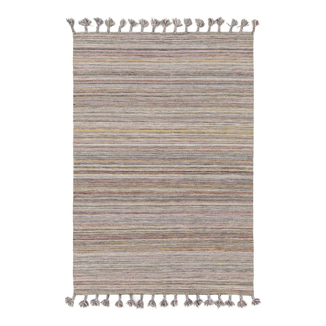 Tapis rayé design en polyester Crème 160x230 DEER | Leroy Merlin