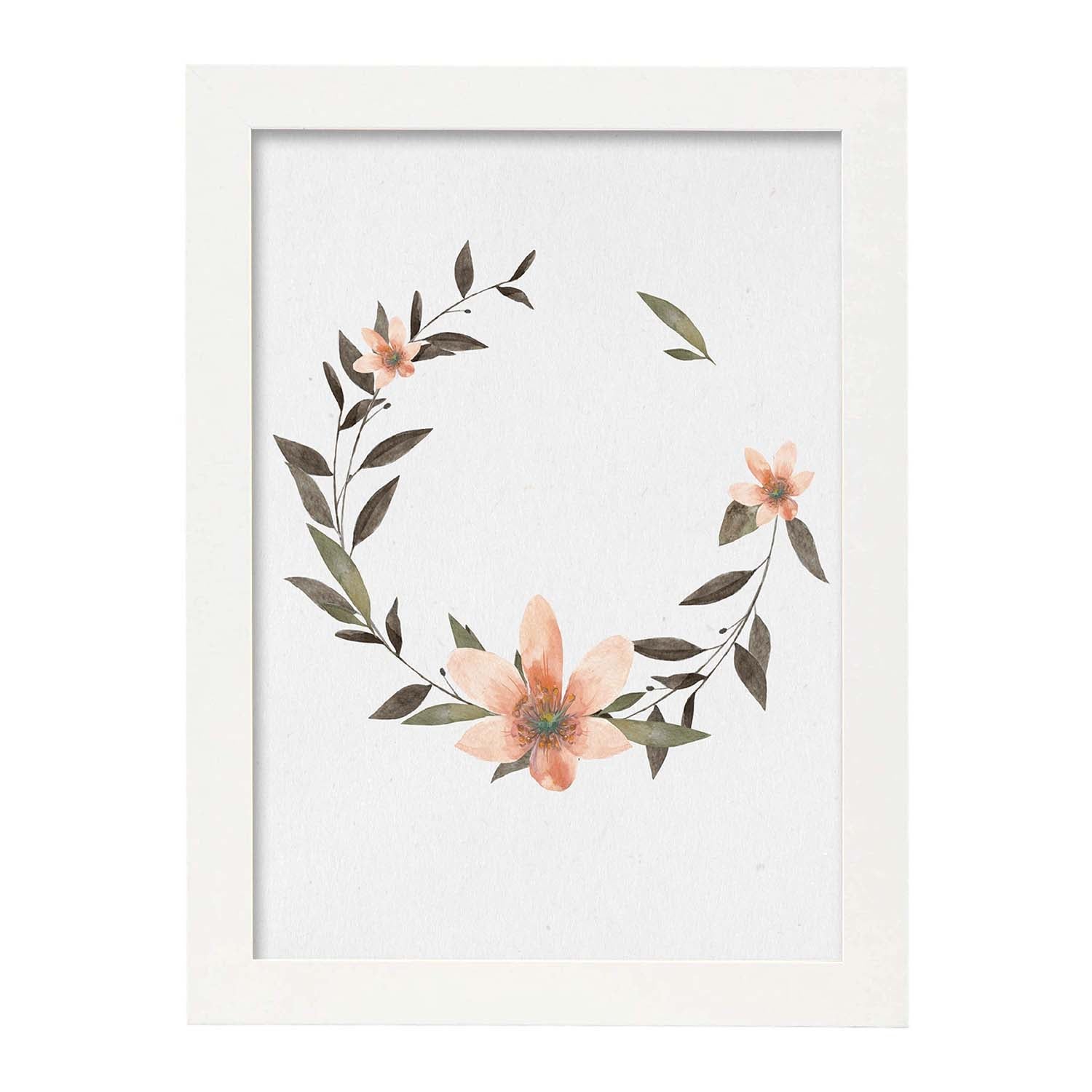 Poster De Coronas Florales. Lamina Corona Floral Salmon, Ilustrada Con ...
