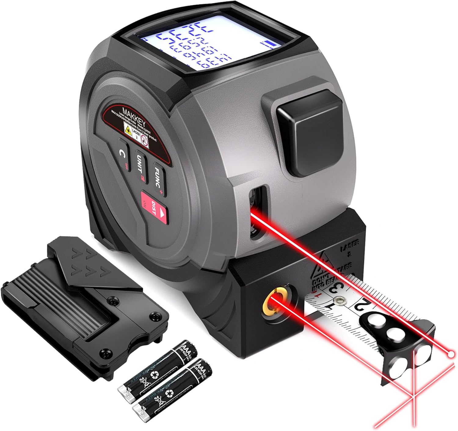 3 en 1, laser 60 m et mètre ruban 5 m, mètre ruban de menuiserie et ...