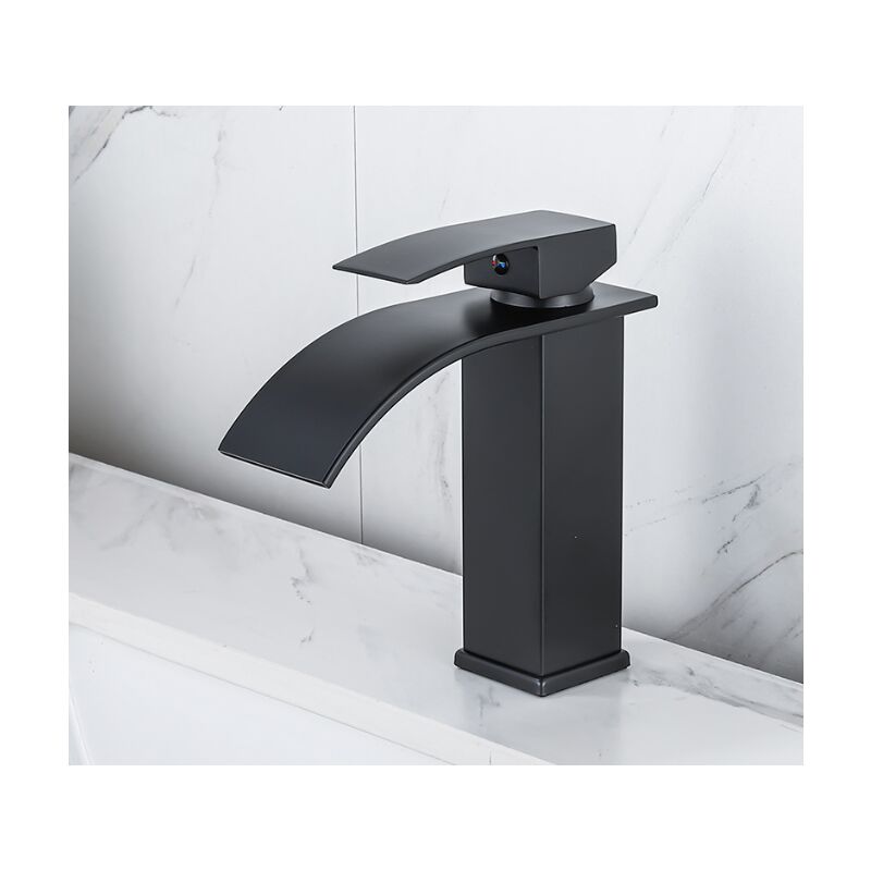 Grifo cascada lacado, lavabo sobre encimera con agua fría y caliente ...