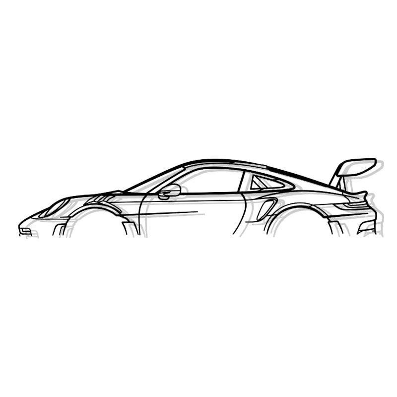 DÉCORATION MURALE EN MÉTAL - Silhouette de voiture - 911 GT3 RS mod 992 ...
