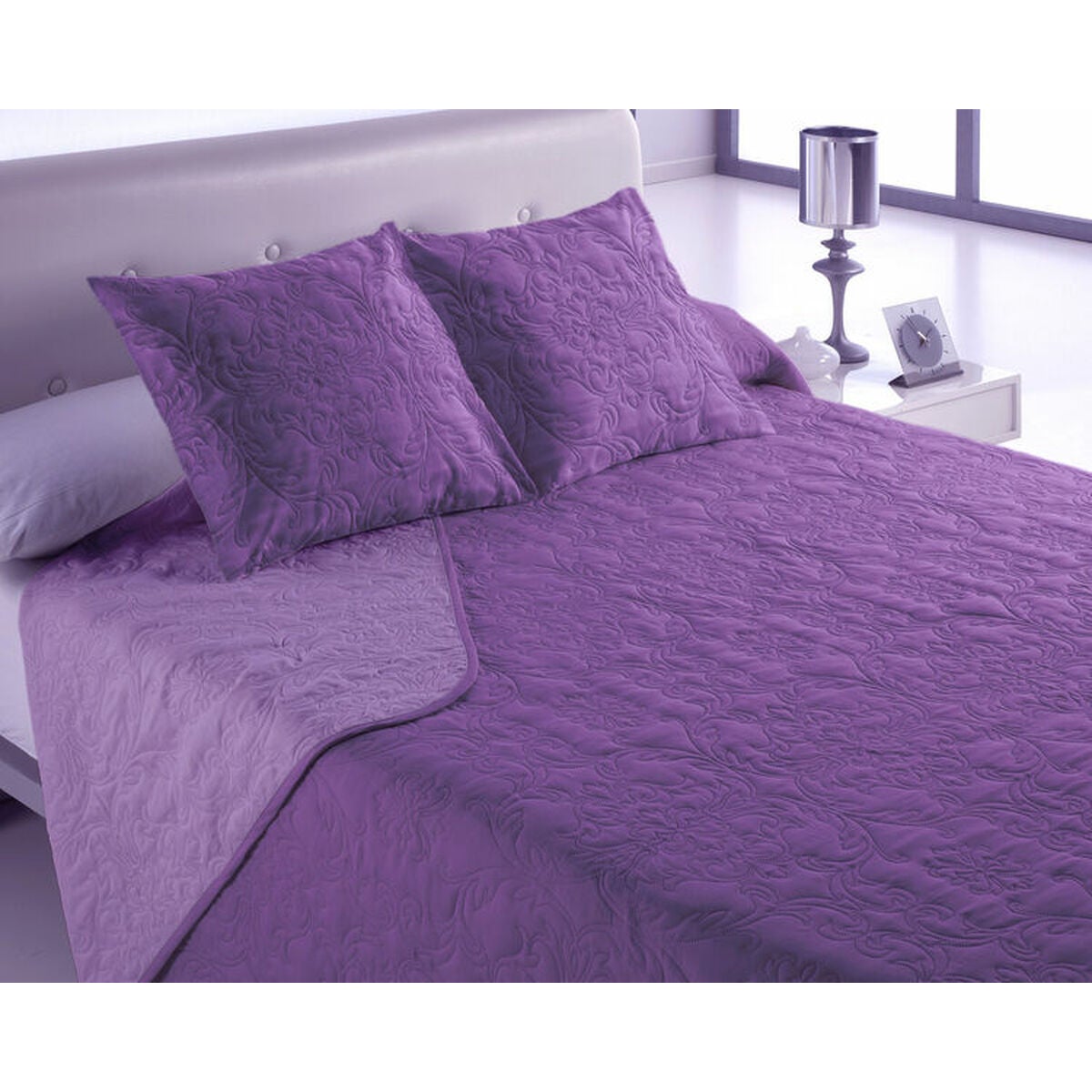 Couvre-lit Hosteline VEGAS Mauve Lit king size (3 Pièces) | Leroy Merlin