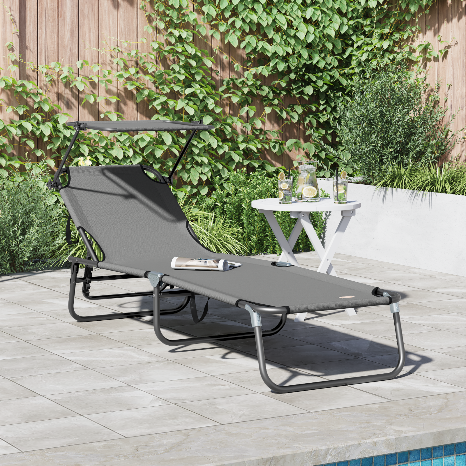 Chaise longue pliante Gris 190 x 57 x 81 cm oxford vidaXL | Leroy Merlin