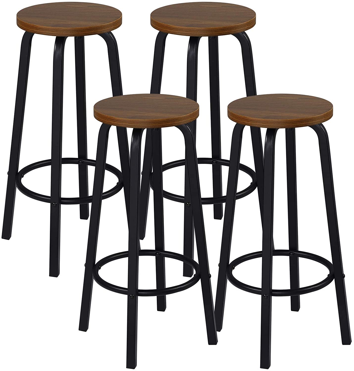 WOLTU Lot de 4 Tabourets de Bars， Rond Structure en métal Assise en MDF ...