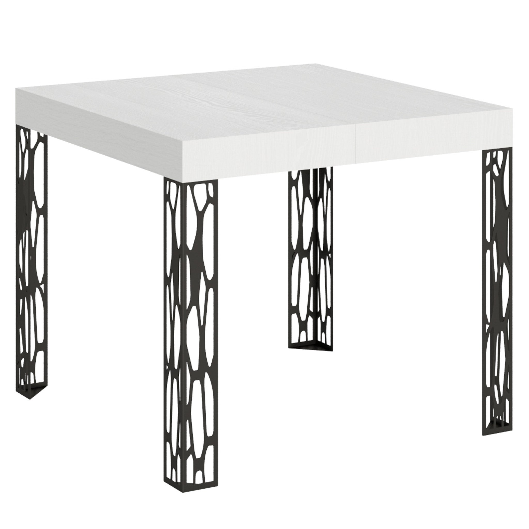 Table extensible 90x90/246 cm Ghibli Frêne Blanc cadre Anthracite ...