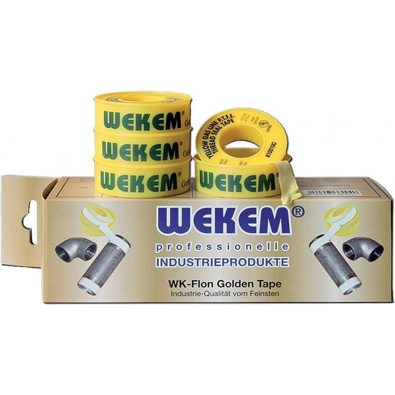Bande d'étanchéité pour filetage PTFE ruban Golden 12,7 mm x 12 m Jaune ...