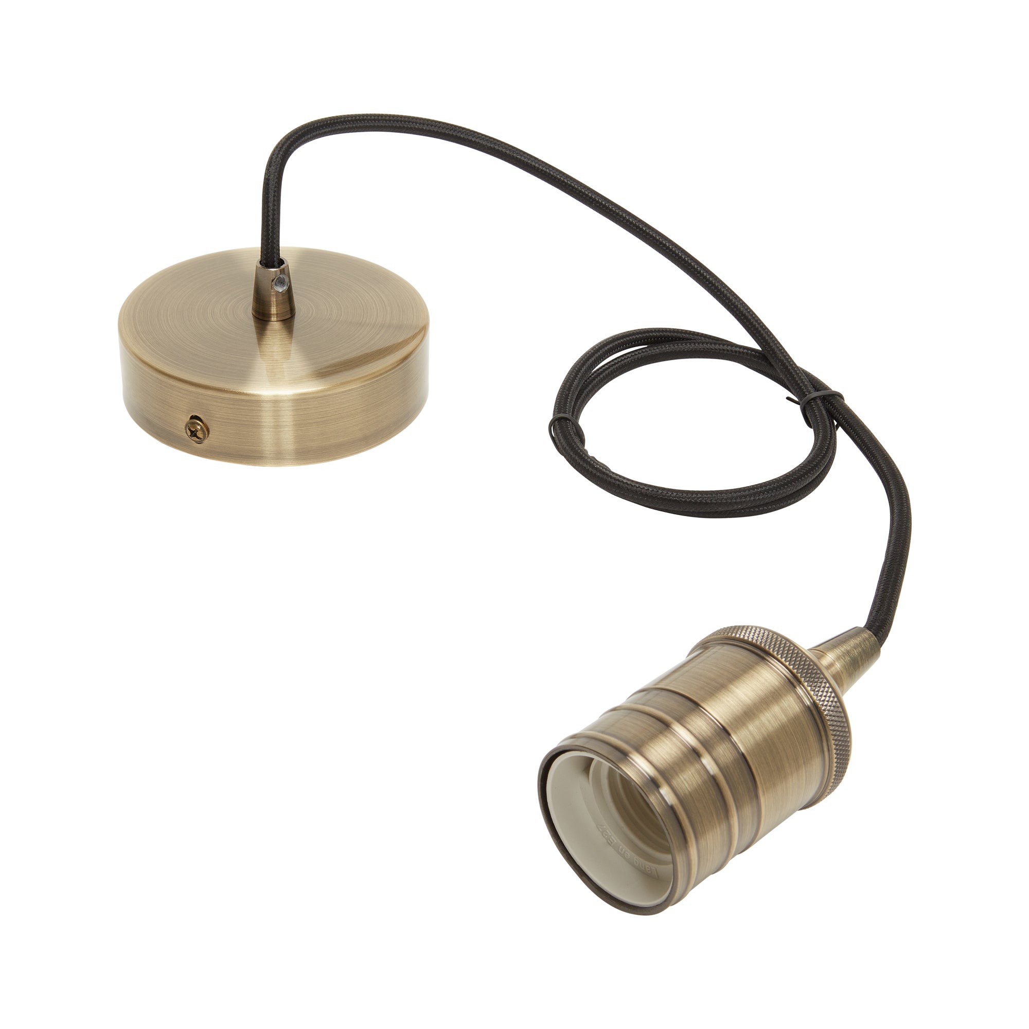 SUSPENSION DOUILLE E27 FILETÉE ET PAVILLON MÉTAL GRIS + CÂBLE TEXTI | Leroy Merlin