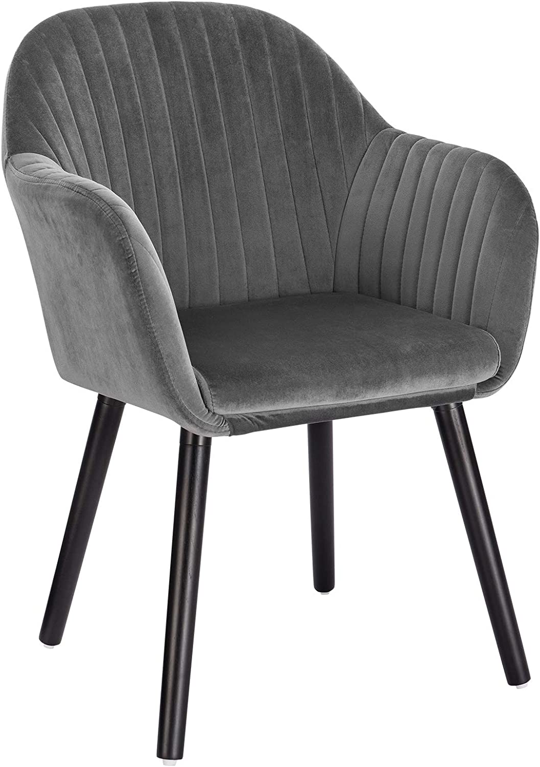 WOLTU 1 X Chaise de Salle à Manger en Velours，Pieds en Bois Noir，Chaise ...