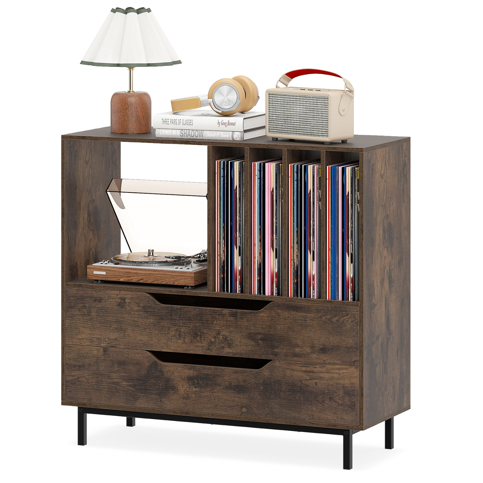 Meuble pour Platine Vinyle, Support pour Tourne-Disques avec ...