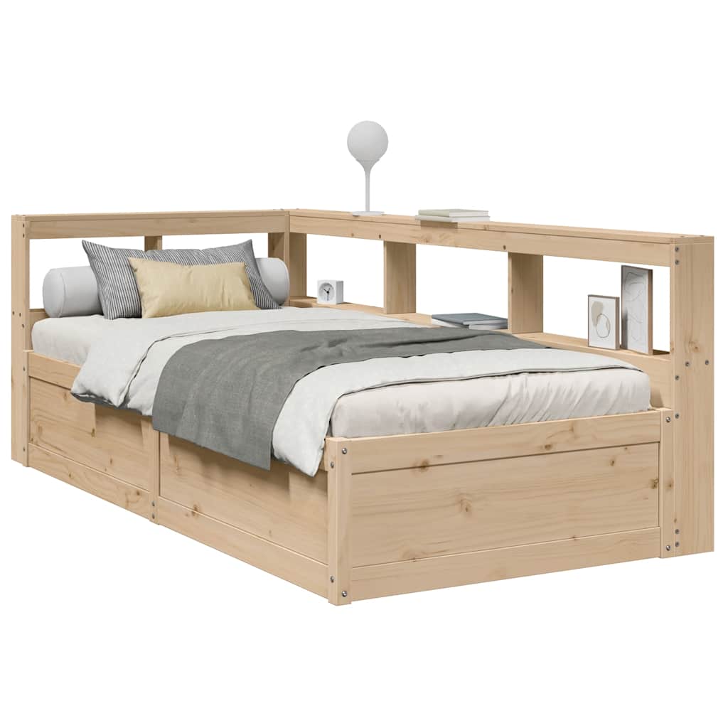 Lit simple | Lit adulte | Lit bibliothèque sans matelas 75x190 cm bois ...