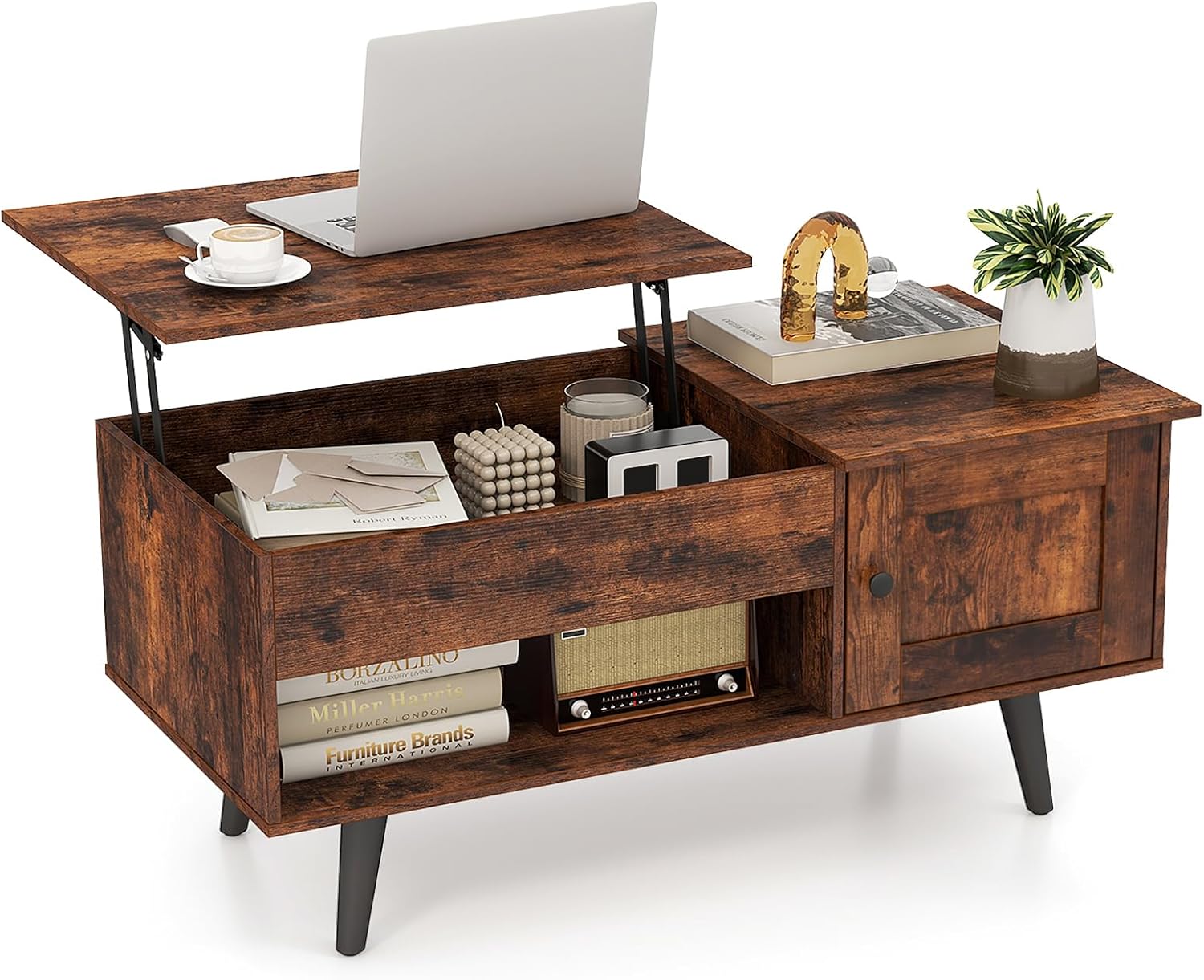 Table Basse Relevable, Table Basse Salon avec Rangement, Grand ...