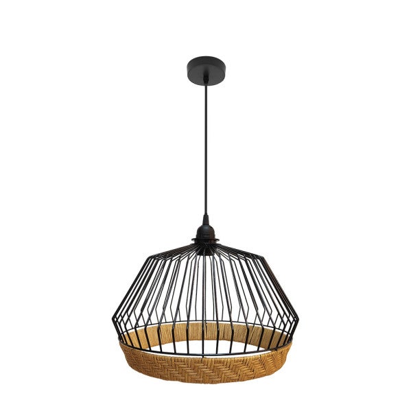 Lámpara de techo colgante Hugo 1xe27 Negro/natural 36d | Leroy Merlin