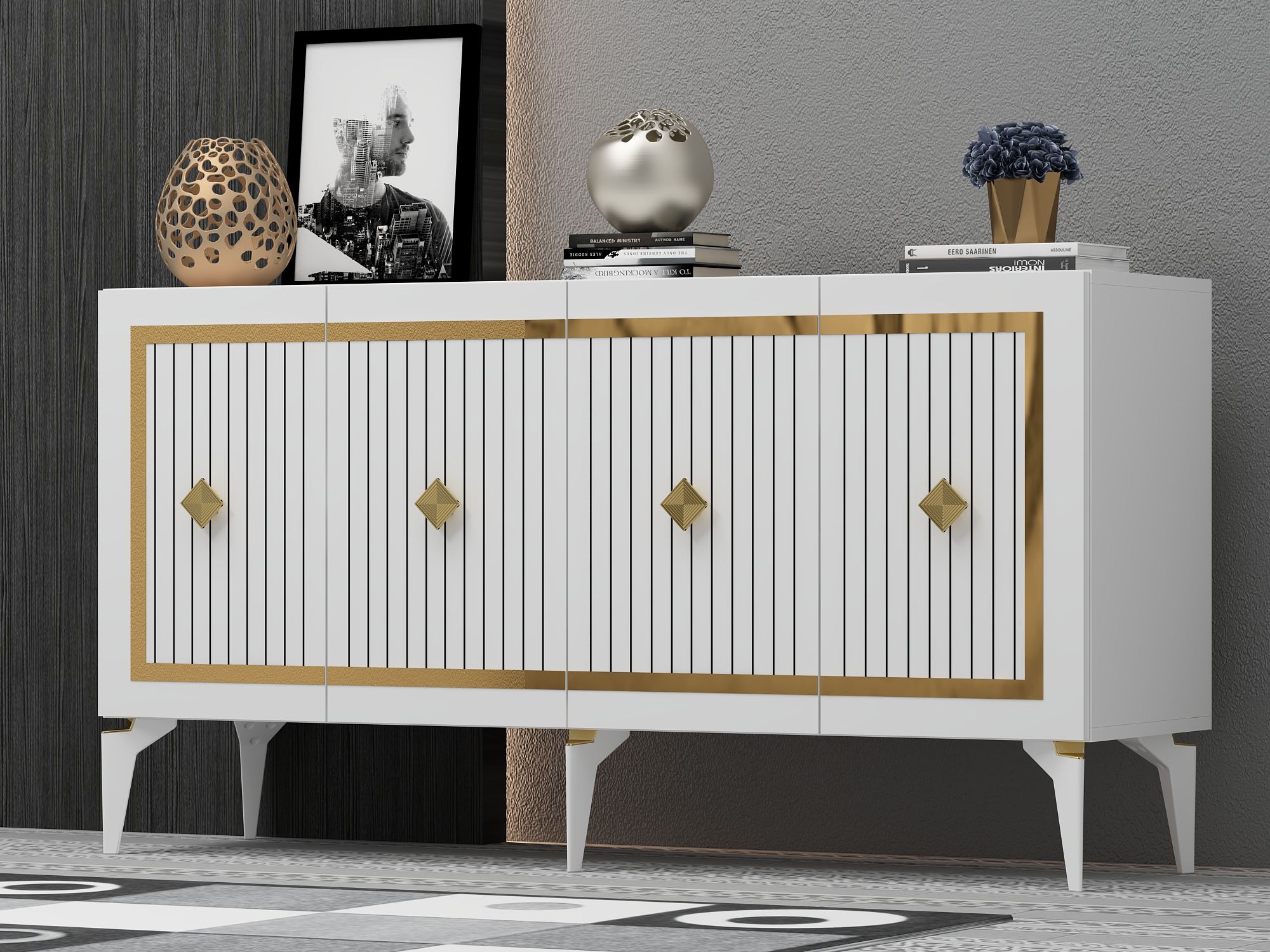 Buffet Nova Blanc Doré | Leroy Merlin