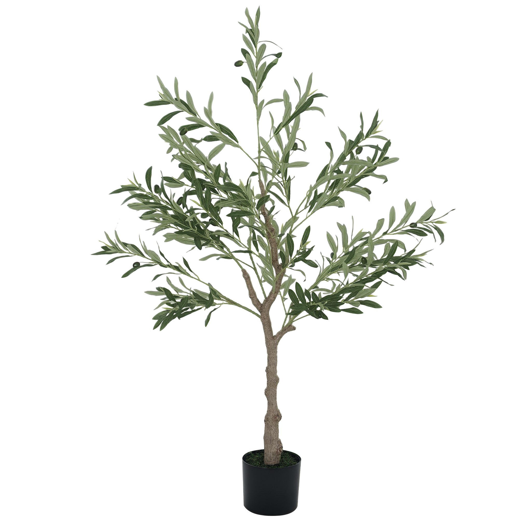 Olivier artificiel décoratif 120 cm, 450 feuilles, 20 olives en pot ...