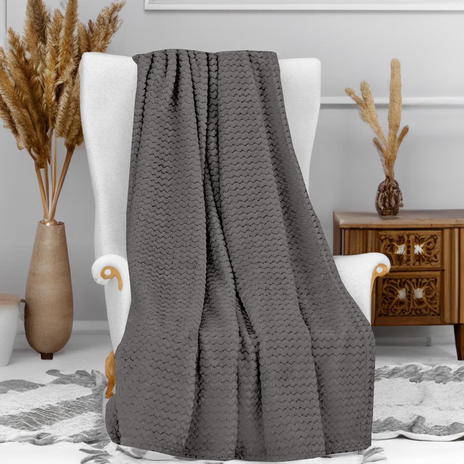 Plaid microfibre 120x160 cm COCOONING gris, par Soleil d'Ocre | Leroy ...
