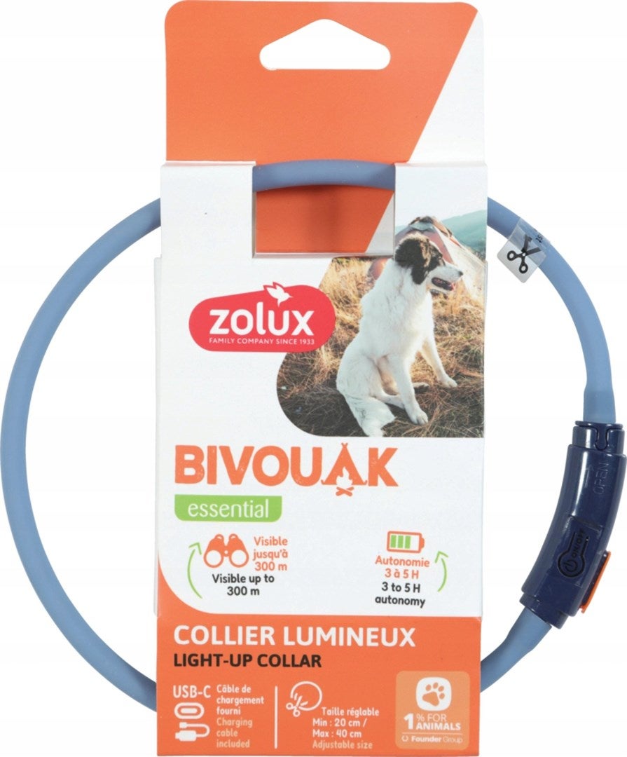 Collier LED ZOLUX pour chien silicone BIVOUAK bleu | Leroy Merlin