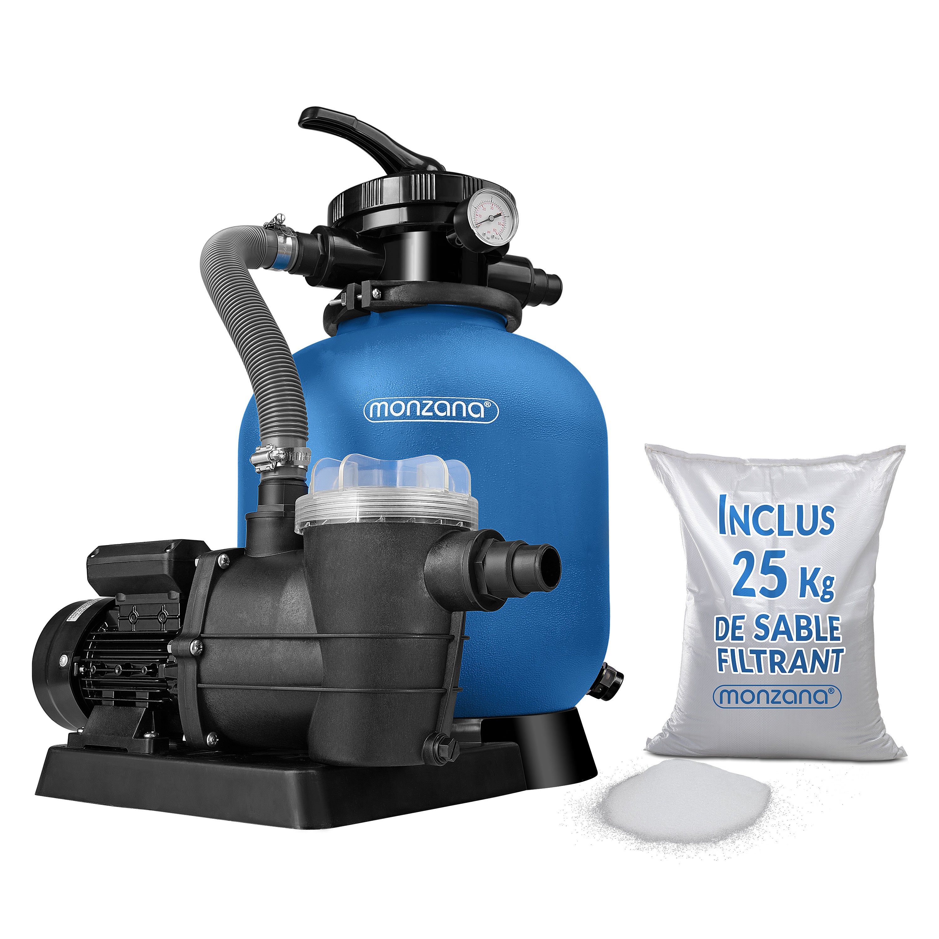 MONZANA® Système de filtre à sable 13.200L/H préfiltre piscine 58.000L ...
