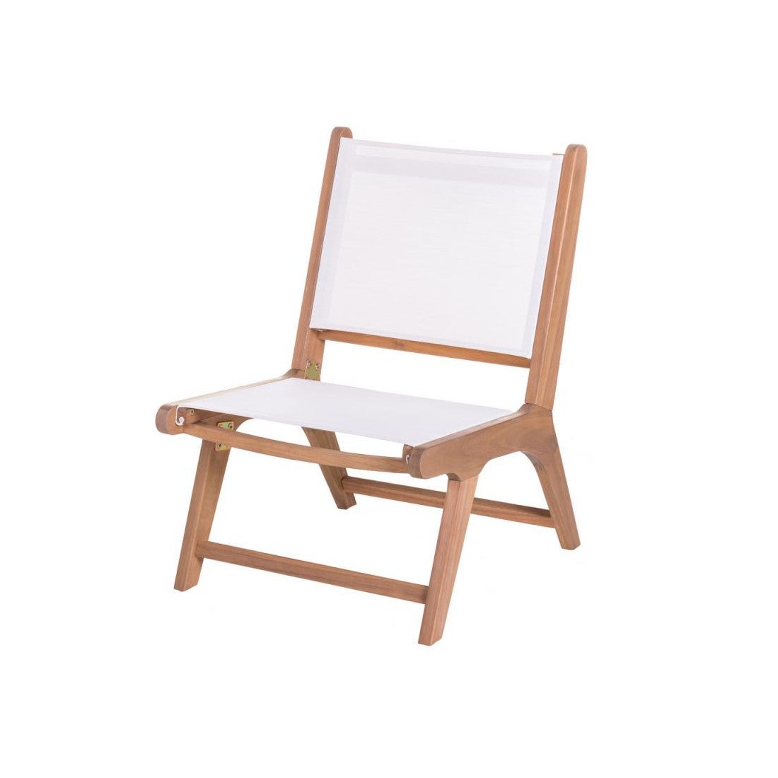 Chaise basse Bois d'acacia/Textilène Blanc - OLUVELI | Leroy Merlin