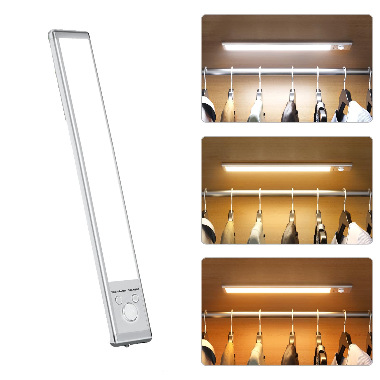 Éclairage d'armoire rechargeable, éclairage LED d'intérieur avec détecteur de mouvement, 24 cm ...