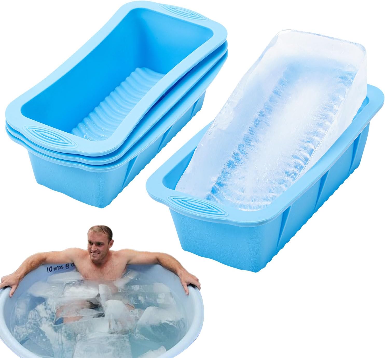 Lot de 4 grands bacs à glaçons - réutilisables - permet de fabriquer 2 ...