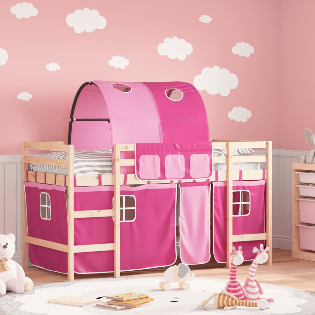 VidaXL Cama alta para niños con túnel madera pino rosa 90x190 cm ...