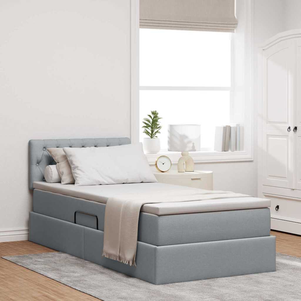Lit avec rangement et matelas Gris clair 90 x 200 cm | Leroy Merlin
