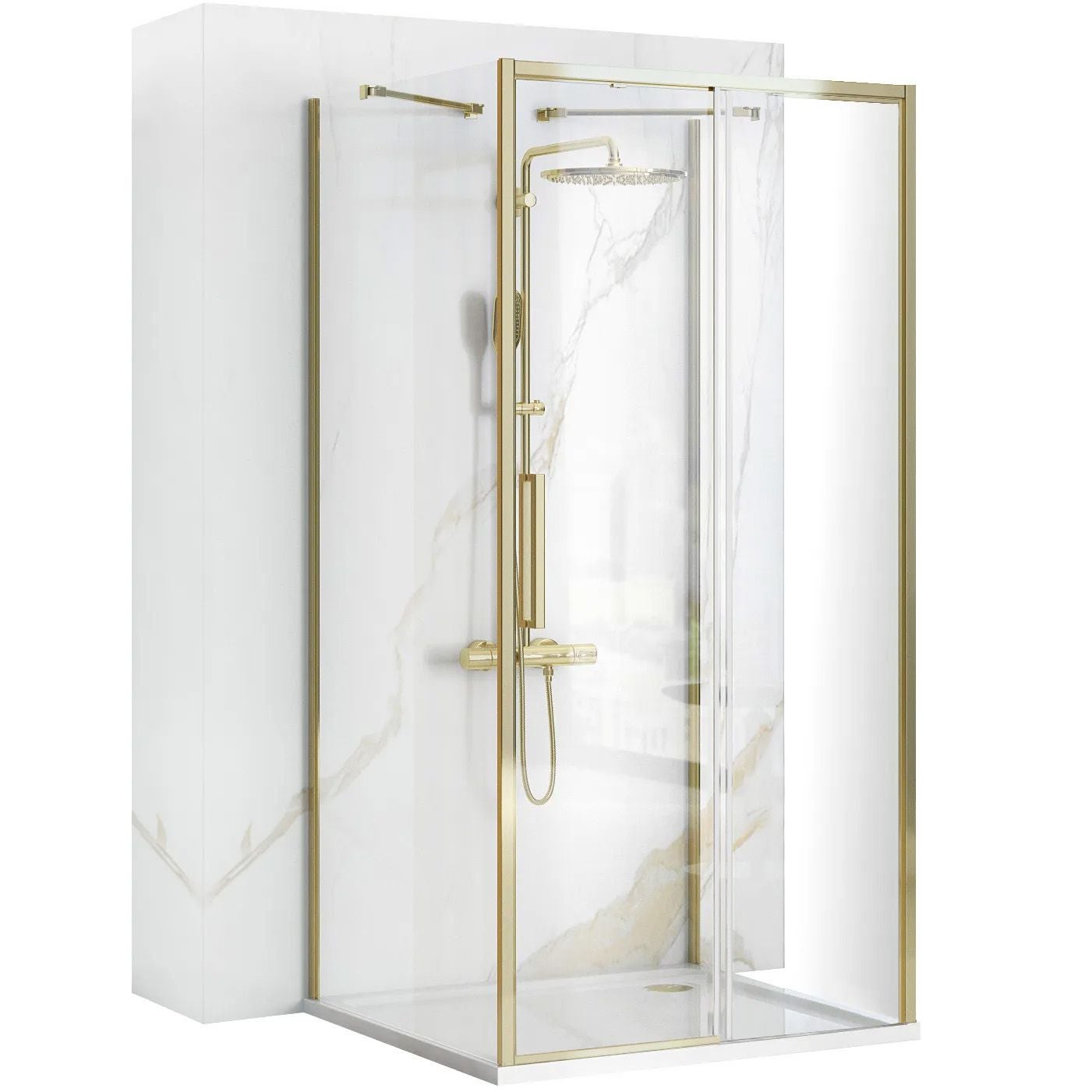 CABINE DE DOUCHE MURALE REA RAPID SLIDE 150X100 GOLD | Leroy Merlin
